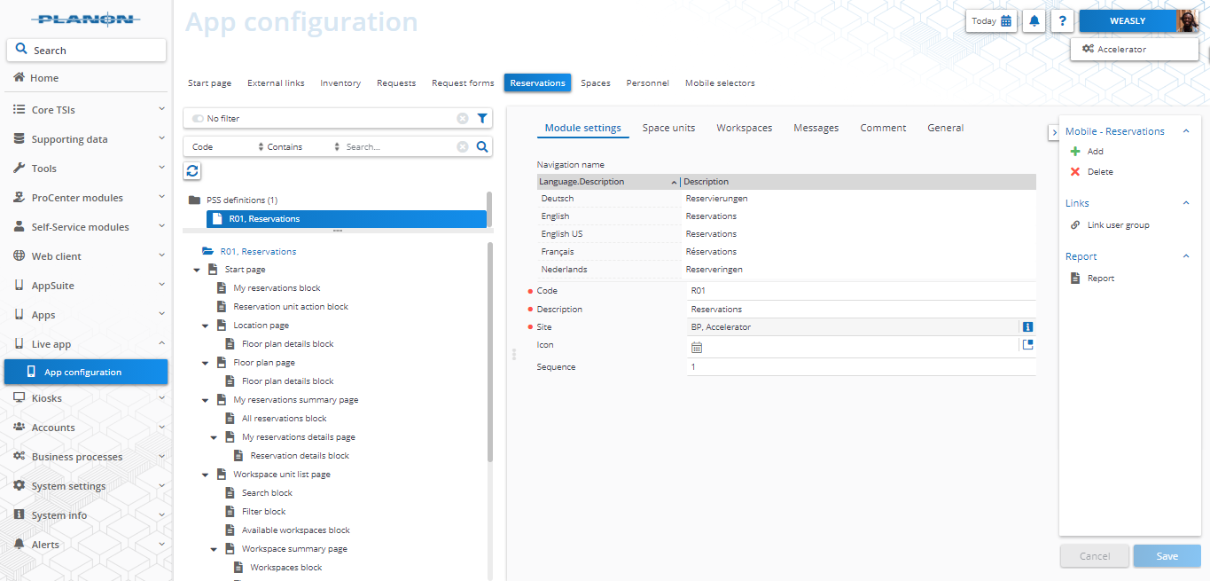 Reservations web definition → Reservations module